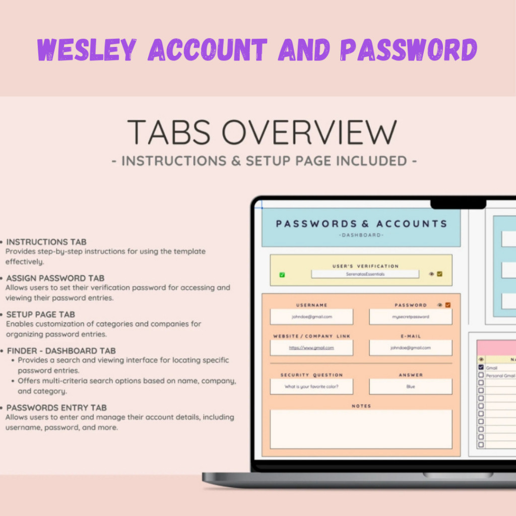 Jual Spreadsheet Simpan Akun dan Password --- Wesley Account and ...
