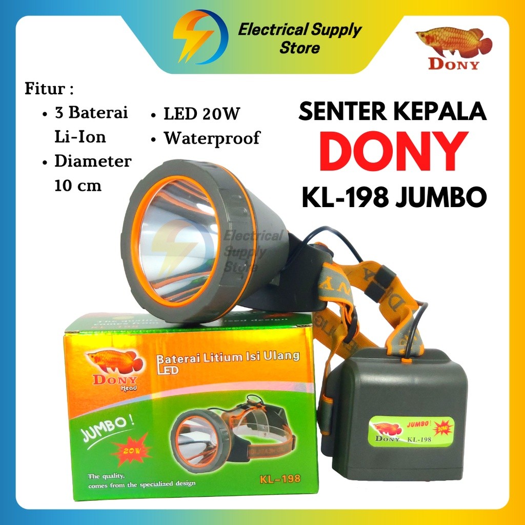Jual PL 03 SENTER KEPALA DONY KL-198 | LED 20 W | TERANG | CAHAYA PUTIH ...