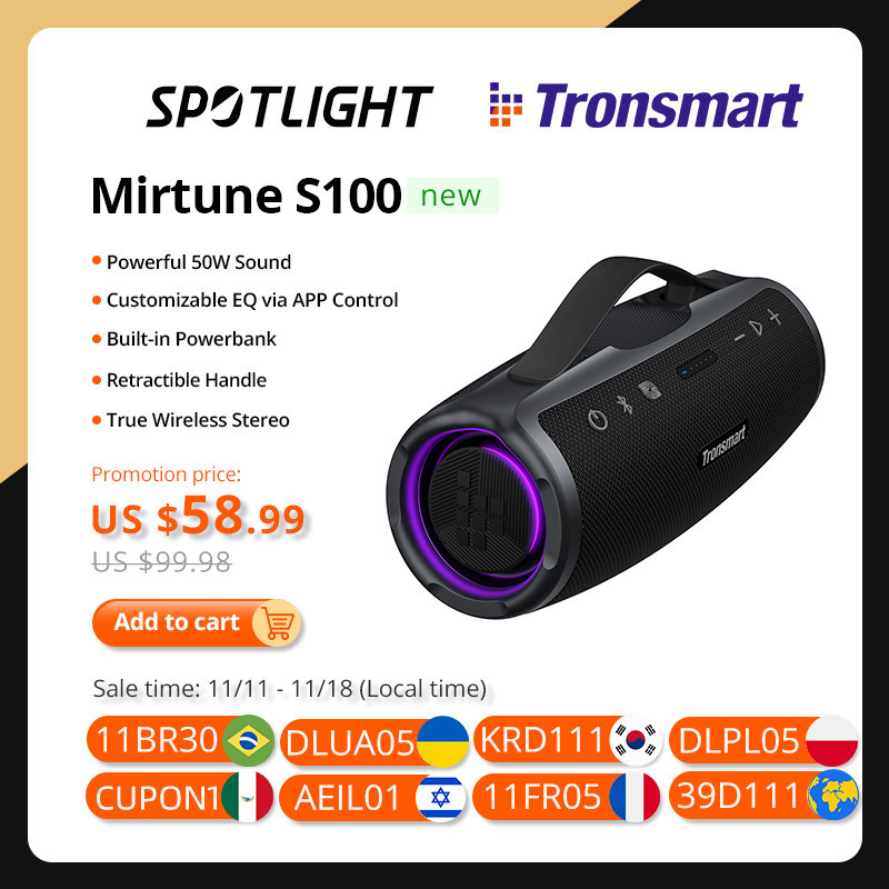 Jual Tronsmart Mirtune S100 Speaker 50W Bluetooth Speaker with IPX7 ...