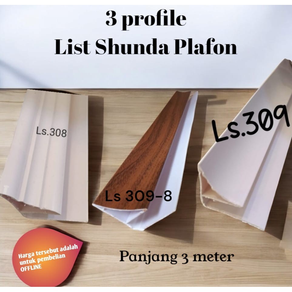 Jual Plafon PVC List Profile Shunda Putih LS 308 ,LS 309 & COKLAT 309-8 ...