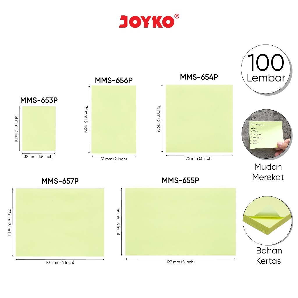 Jual Memo Stick Kertas Memo Tempel Sticky Note Joyko Kuning Pastel ...