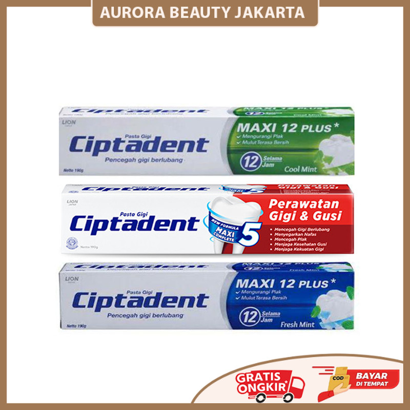 Jual CIPTADENT FRESH MINT/COOL MINT 190 DAN 225G ALL VARIAN | Shopee ...