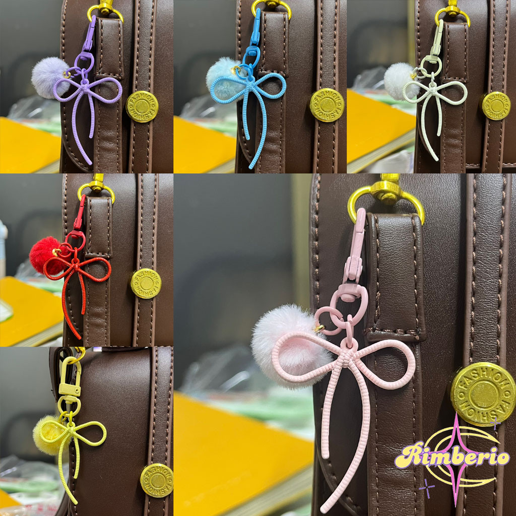 Jual 1set/gantungan tas kunci aesthetic keychain bow bag charm ribbon ...