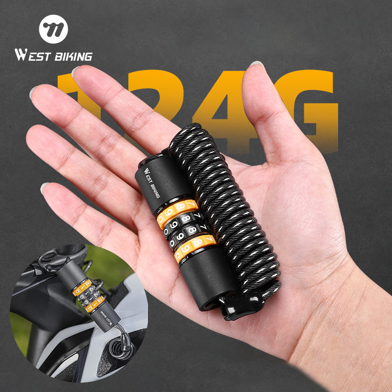 Jual WEST BIKING Portable Bicycle Lock Mini Password Rope Helmet Lock ...