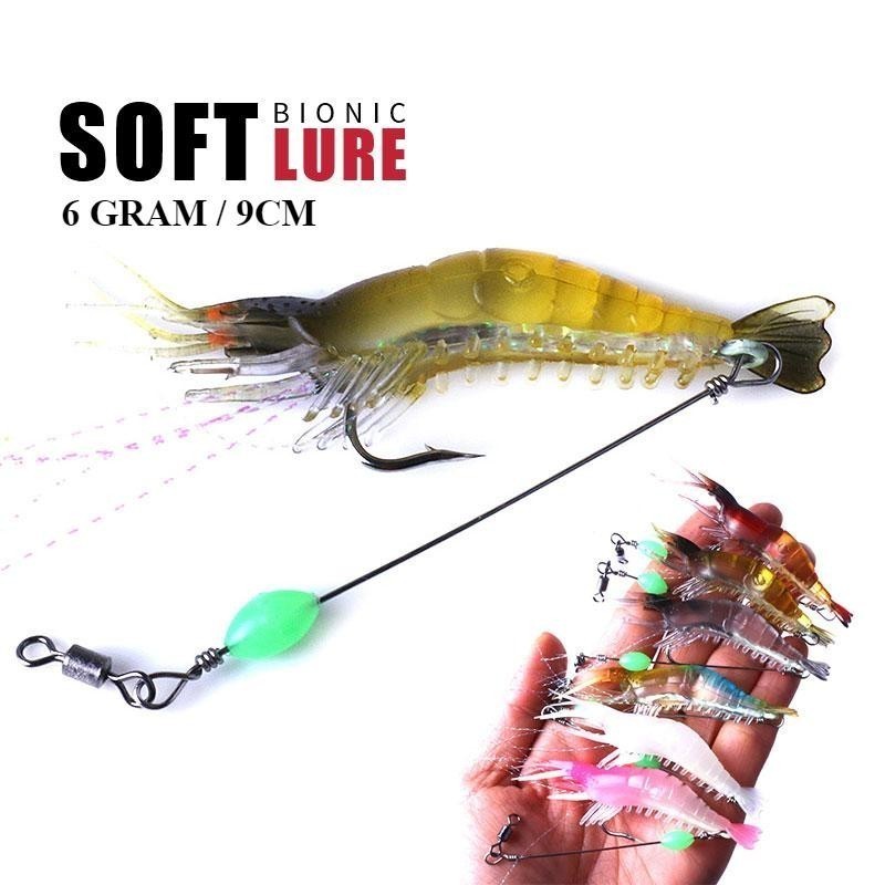 Jual Umpan Udang Bisa Menyala Bahan Karet 6gram 9CM Soft Rubber Plastic ...