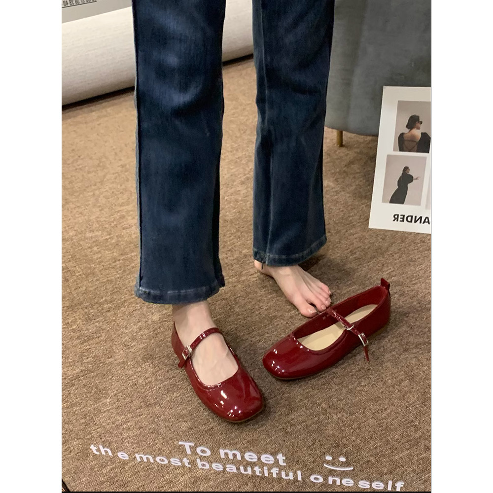 Jual (Ready Stock Cepat) Sepatu wanita Mary Jane flat pearlescent yang dipernis, sepatu wanita ...