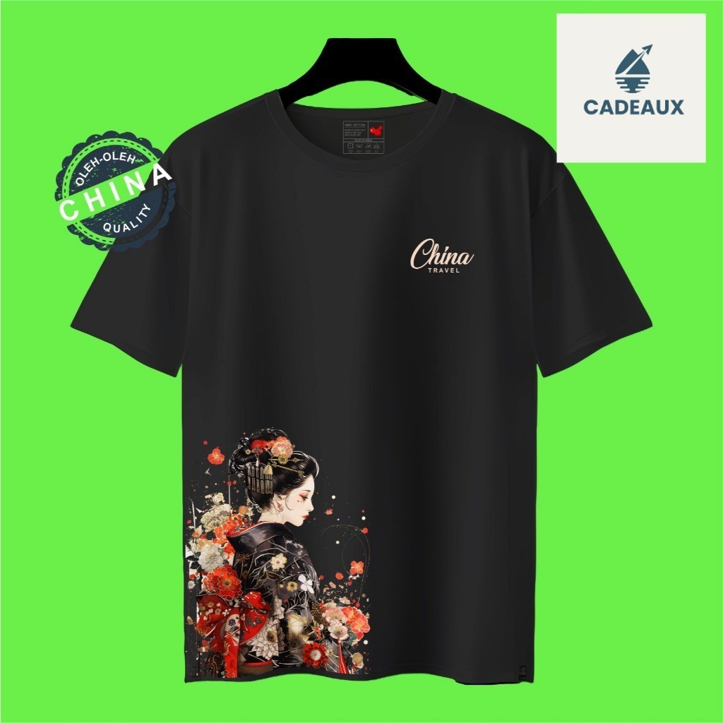 Jual Kaos Oleh - Oleh China Hitam, Cina, TIongkok T-Shirt Cotton Combed ...