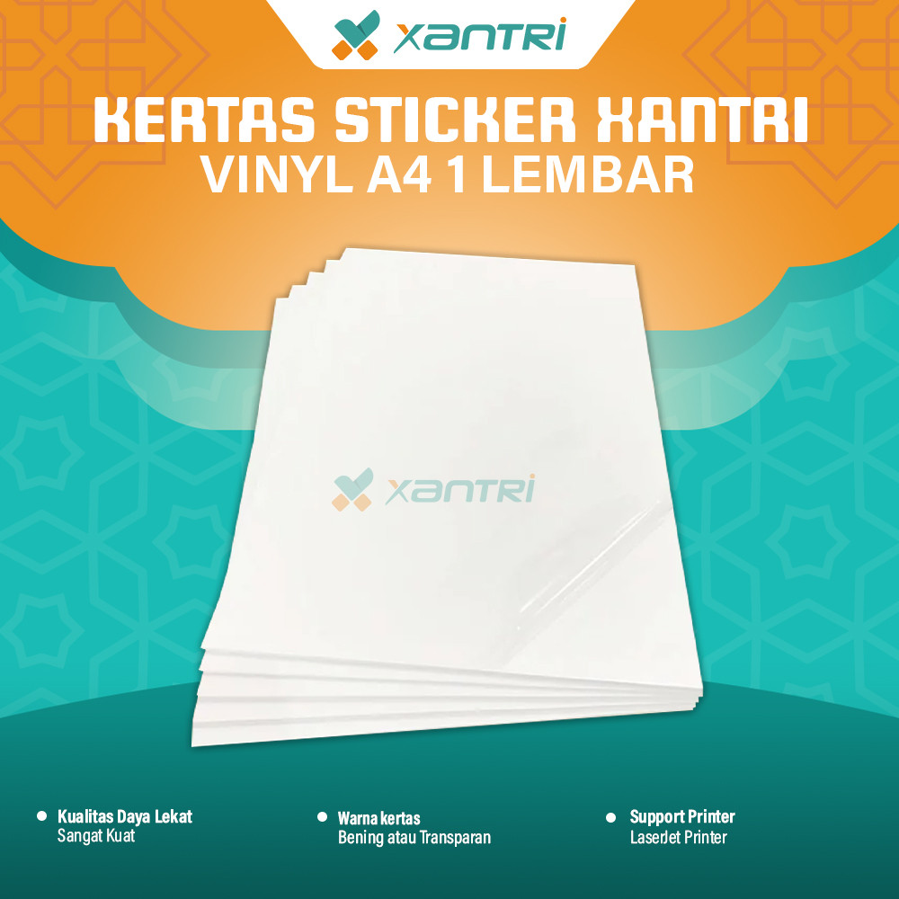 Jual Xantri - Kertas Sticker Vinyl A4 Transparan Kertas Stiker Bening ...