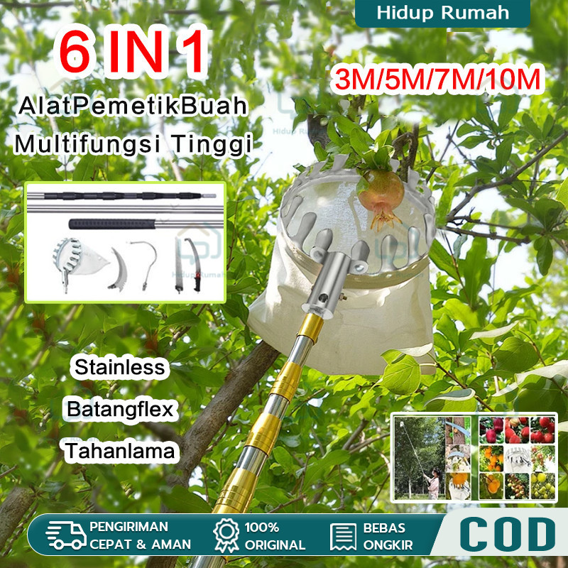 Jual 6 in1 6M Tongkat Panjang Untuk Petik Buah metal fruit picker / Gergaji Pemangkasan Cabang ...