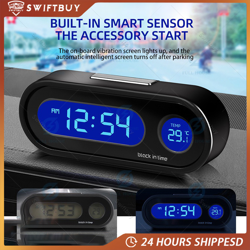 Jual Jam Digital LED dashboard Mobil Blacklight Biru Dengan Termometer ...