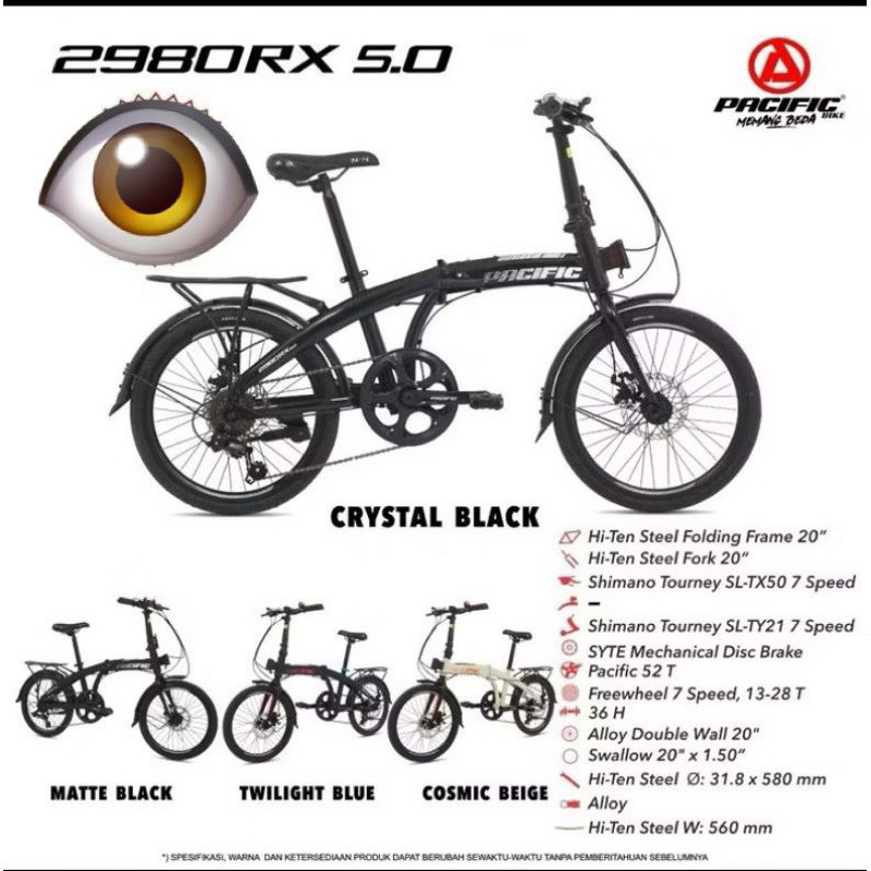 Jual Sepeda Lipat Ukuran 20 Pacific 2980 RX 5.0 New 7 Speed Shimano ...
