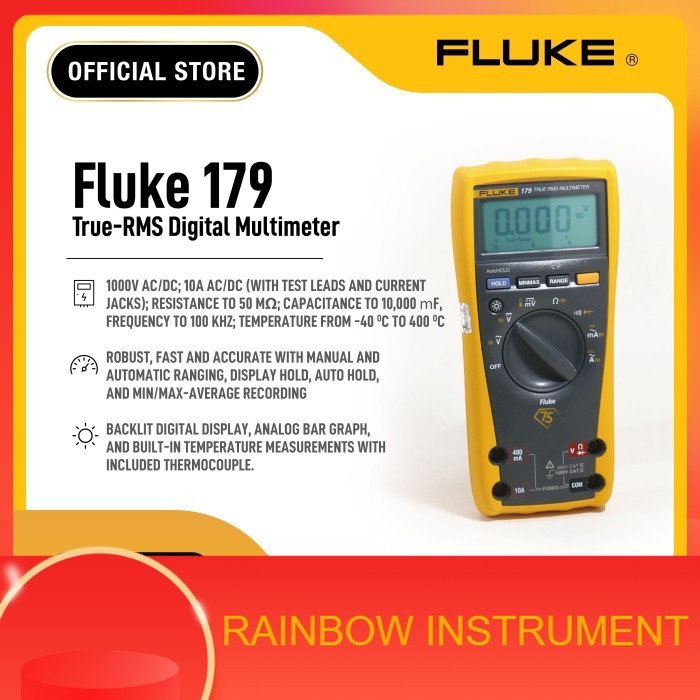 Jual FLUKE 179 True-RMS Digital Multimeter with Backlight & Temperature ...