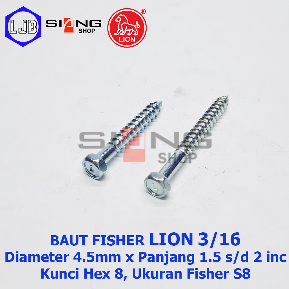 Jual Sekrup Fisher 3/16 Lag Screw LION Galvanis | Shopee Indonesia