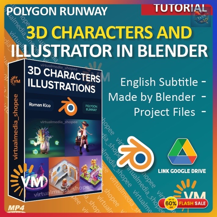 Jual TUTORIAL BLENDER 3D CHARACTERS AND ILLUSTRATIONS POLYGON RUNWAY ISOMETRIC LOW POLY MODELING ...