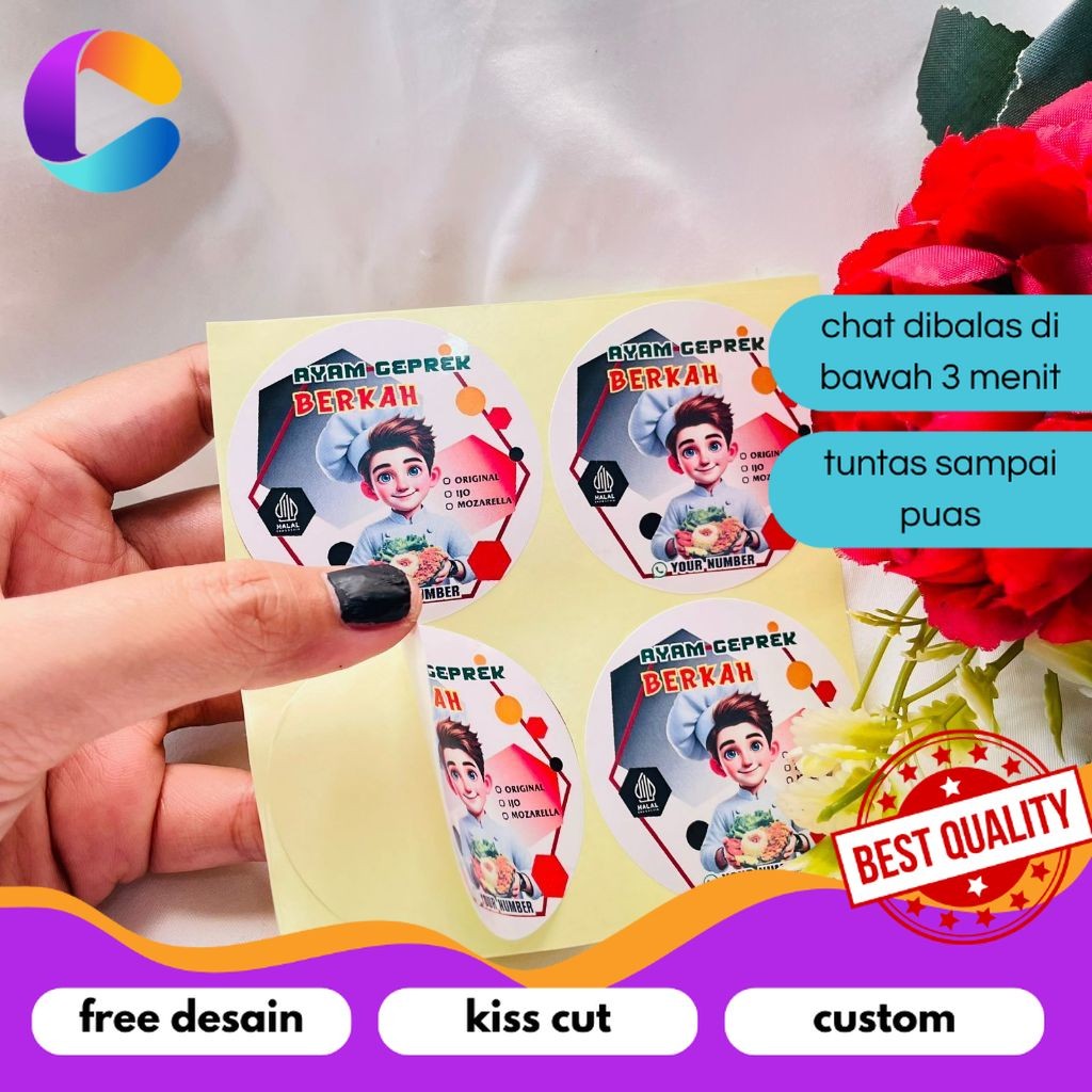 Jual Cetak INC 2-4 Ready Stiker Makanan Ayam Geprek Label Box Kardus ...
