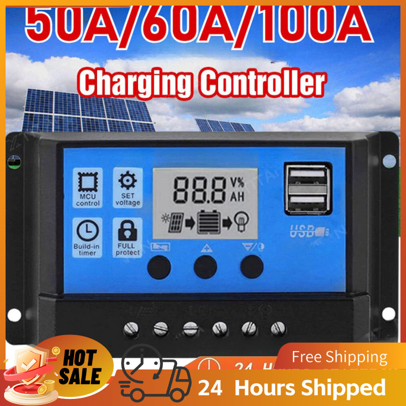 Jual PWM Solar Charge Controller 50A 60A 100A 12V/24V Charger LCD ...