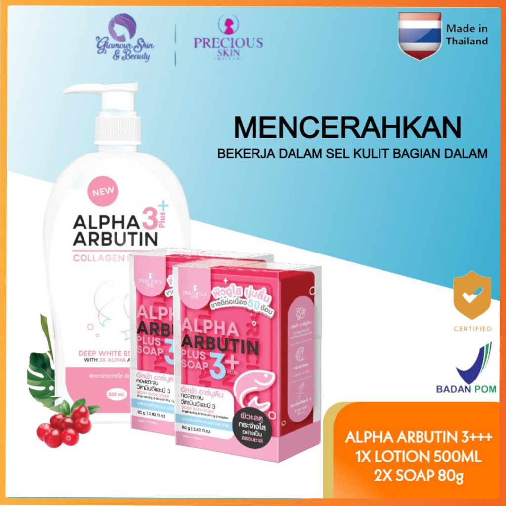 Jual Precious Skin Thailand Alpha Arbutin 3 Plus Whitening Body 3in1 Set / Lotion / Sabun / Soap ...
