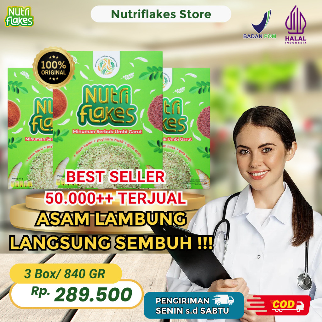 Jual Nutriflakes Sereal Umbi Garut Solusi Asam Lambung 3 Box | Shopee Indonesia