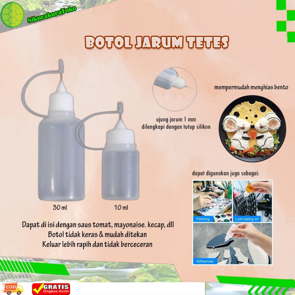 Jual (SDA) Botol Jarum Tetes 10 ml 30 ml 50 ml Tempat Saos Bento Tools ...