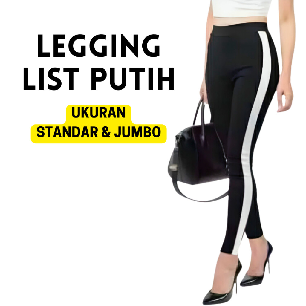 Jual LEGGING LIST PUTIH STANDAR & JUMBO | Shopee Indonesia