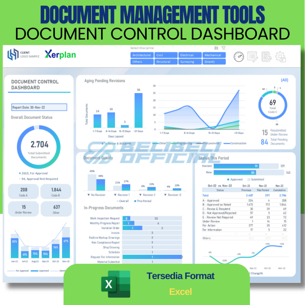 Jual Document Control Dashboard Format Excel - Document Management Tools - Project Management ...