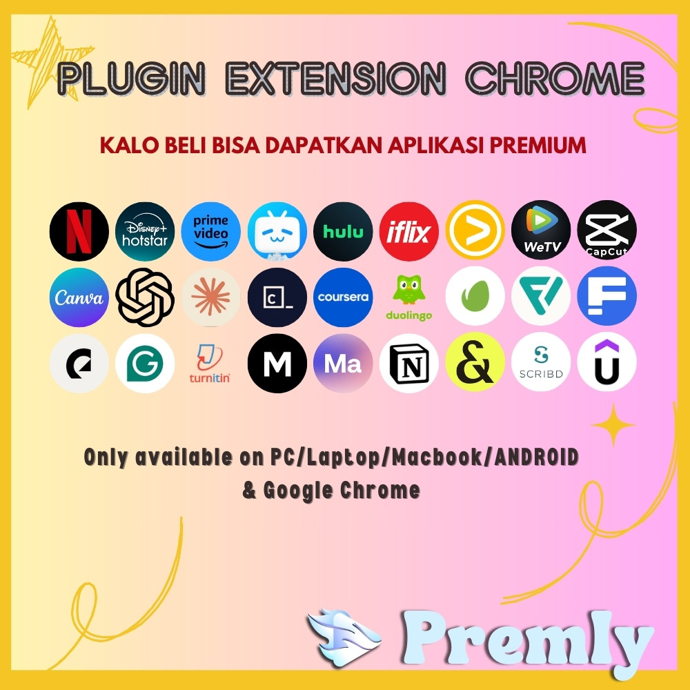 Jual Premly Extension Chrome Akses Semua Aplikasi Premium Satu Kali ...