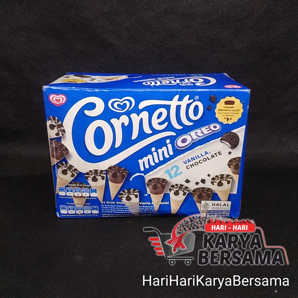 Jual ICE CREAM WALL'S CORNETTO MINI OREO VANILLA & CHOCOLATE BOX 12 ...