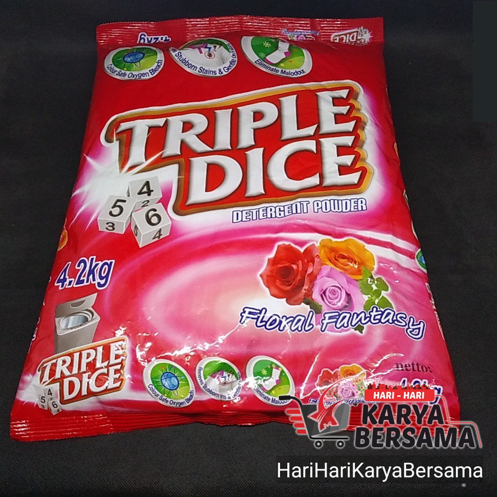 Jual LAUNDRY DETERGEN BUBUK POWDER TRIPLE DICE FLORAL FANTASY 4.2KG ...