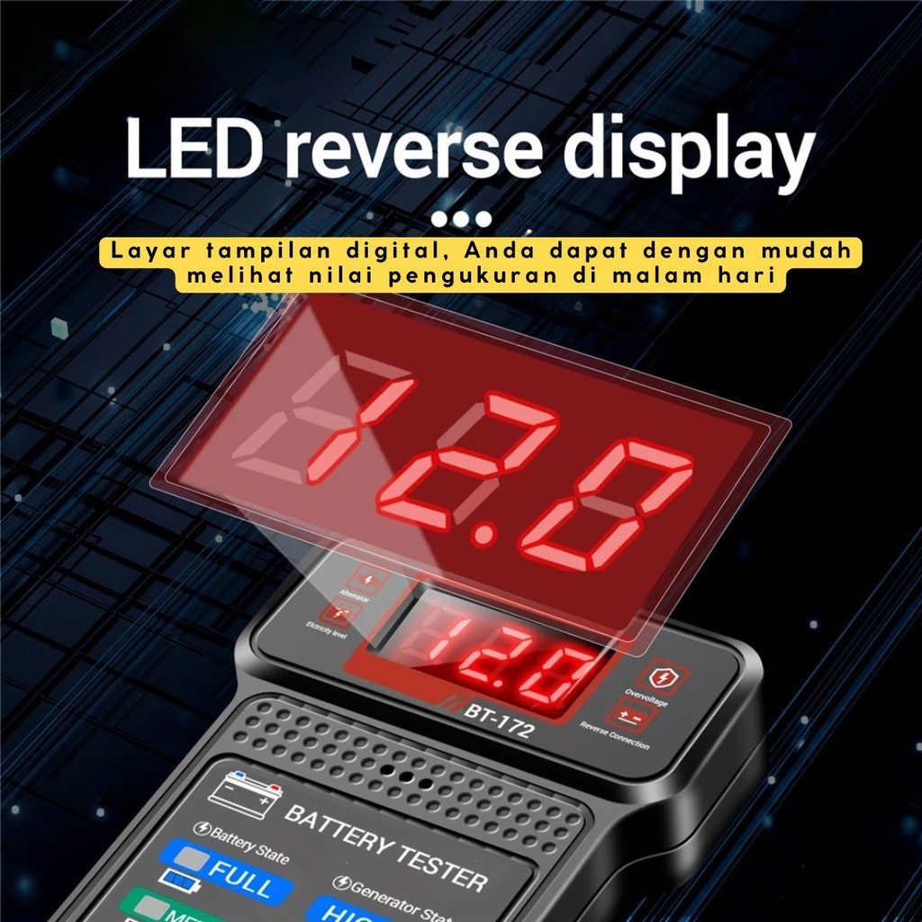 Jual Alat Test Aki Digital Battery Tester 12V Penguji Cek Baterai Clamp ...