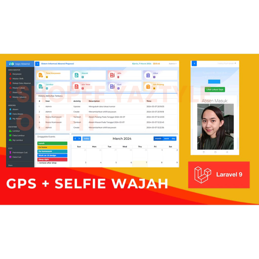 Jual Software Absensi GPS & Selfie Wajah Full Aplikasi Absensi Terbaik Online Offline | Shopee ...