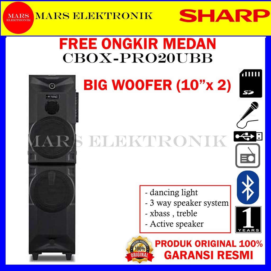 Jual SPEAKER SHARP ACTIVE CBOX-PRO20UBB / BIG WOOFER ( 10" x 2 ...