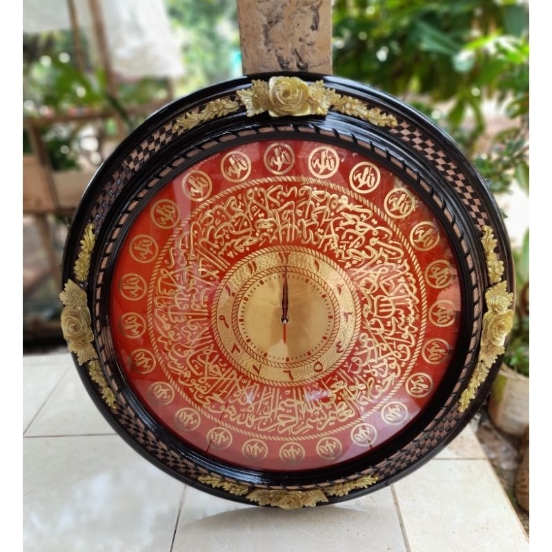 Jual jam bulat kombinasi bunga diameter75 bingkai terbuat dari kayu ...
