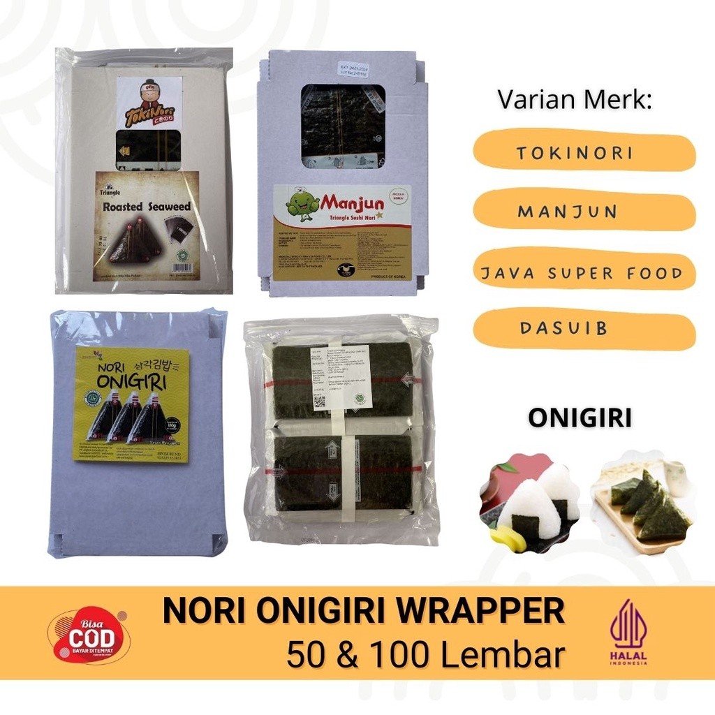 Jual [SDW] pekanbaru/NORI ONIGIRI WRAPPER 50 & 100 LEMBAR - NORI ONIGIRI JAVA SUPER FOOD - NORI ...