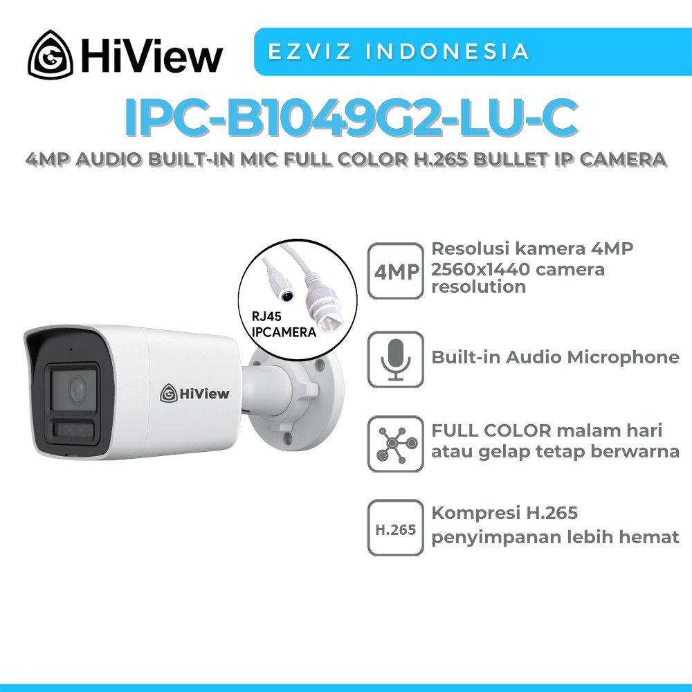 Jual HIVIEW IPC-B1049G2-LU-C 4MP AUDIO BUILT-IN MIC FULL COLOR H.265 BULLET IP CAMERA | Shopee ...