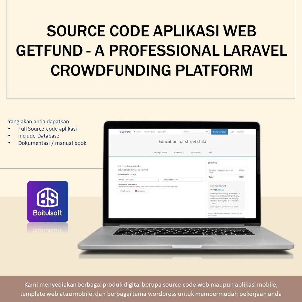 Jual SOURCE CODE APLIKASI WEB GETFUND - A PROFESSIONAL LARAVEL ...