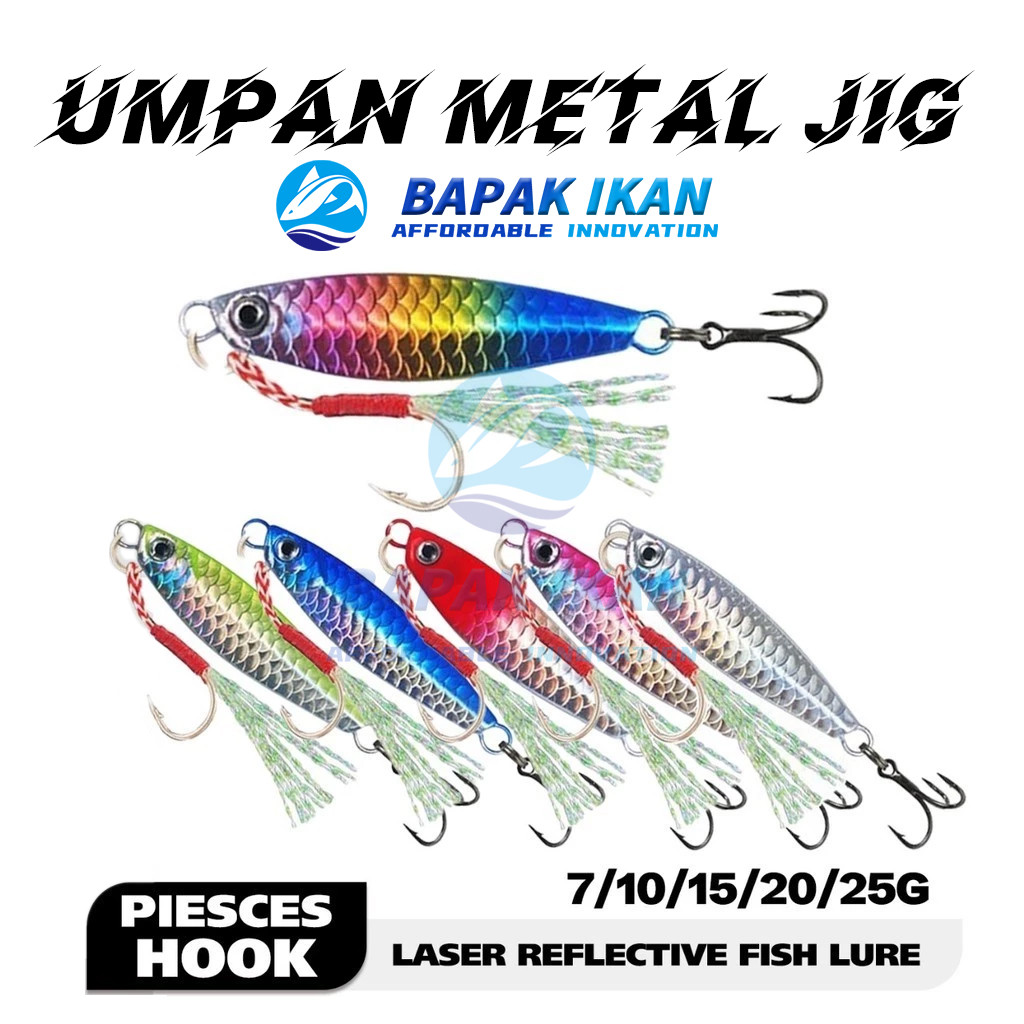 Jual Metal Jigging Hook Spinner Bait 7g/10g/15g/20g/25g Laser Metal Jig Umpan Casting Spoon ...