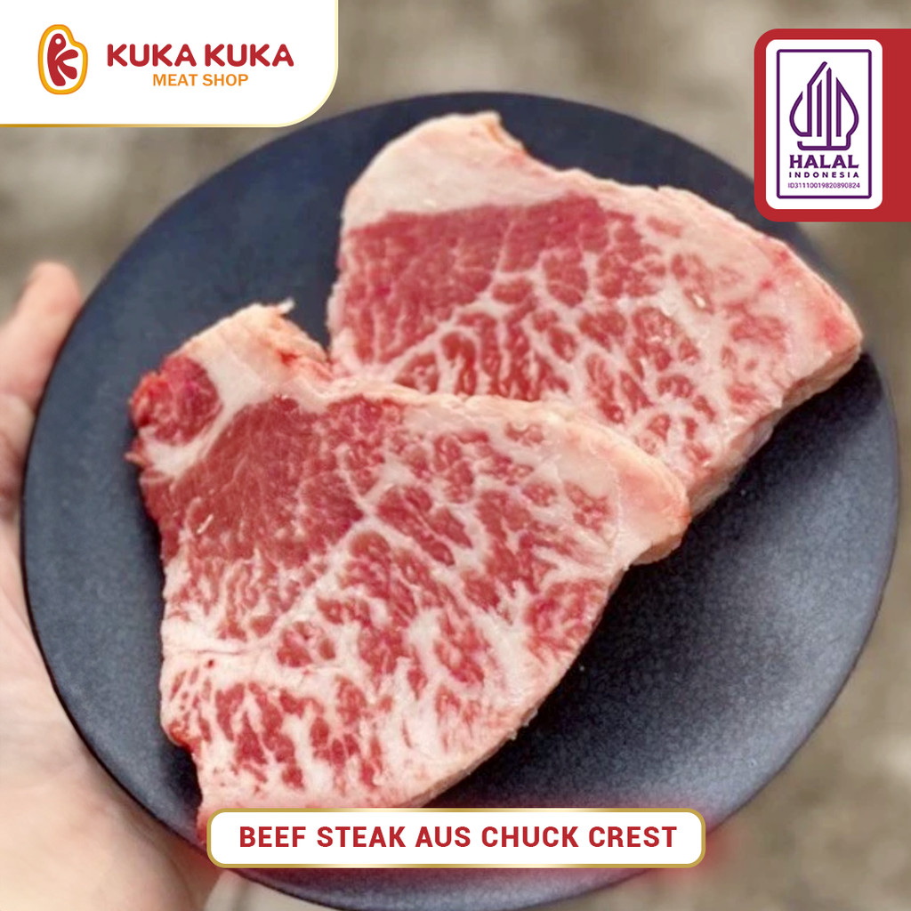 Jual Daging Beef Steak AUS Chuck Crest Premium Grained Beef Mb 3-4 ...