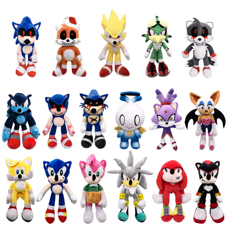 Jual 27-35cm Sonic the Hedgehog Plush Stuffed Toys Shadow Tails Jet the ...