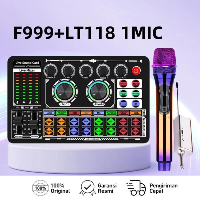 Jual F999+LT118 2MIC LIVE SOUNDCARD DEDICATED SOUND CARD FOR DOUYIN ...