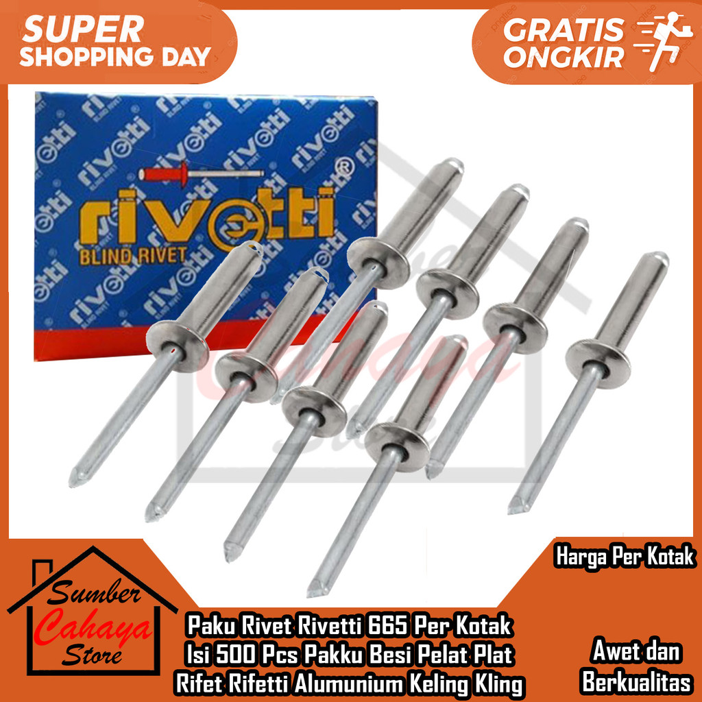Jual Rivetti Paku Rivet Rifet Ripet Keling 665 1 Kotak Isi 500 Pcs 4 ...