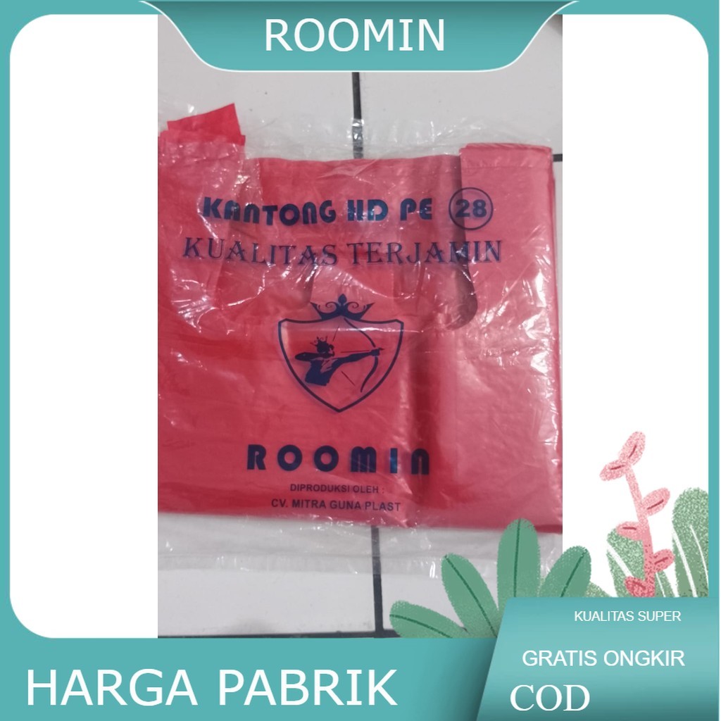 Jual Kantong Plastik Kresek ROOMIN Uk. 28 Merah isi 50 lembar super ...