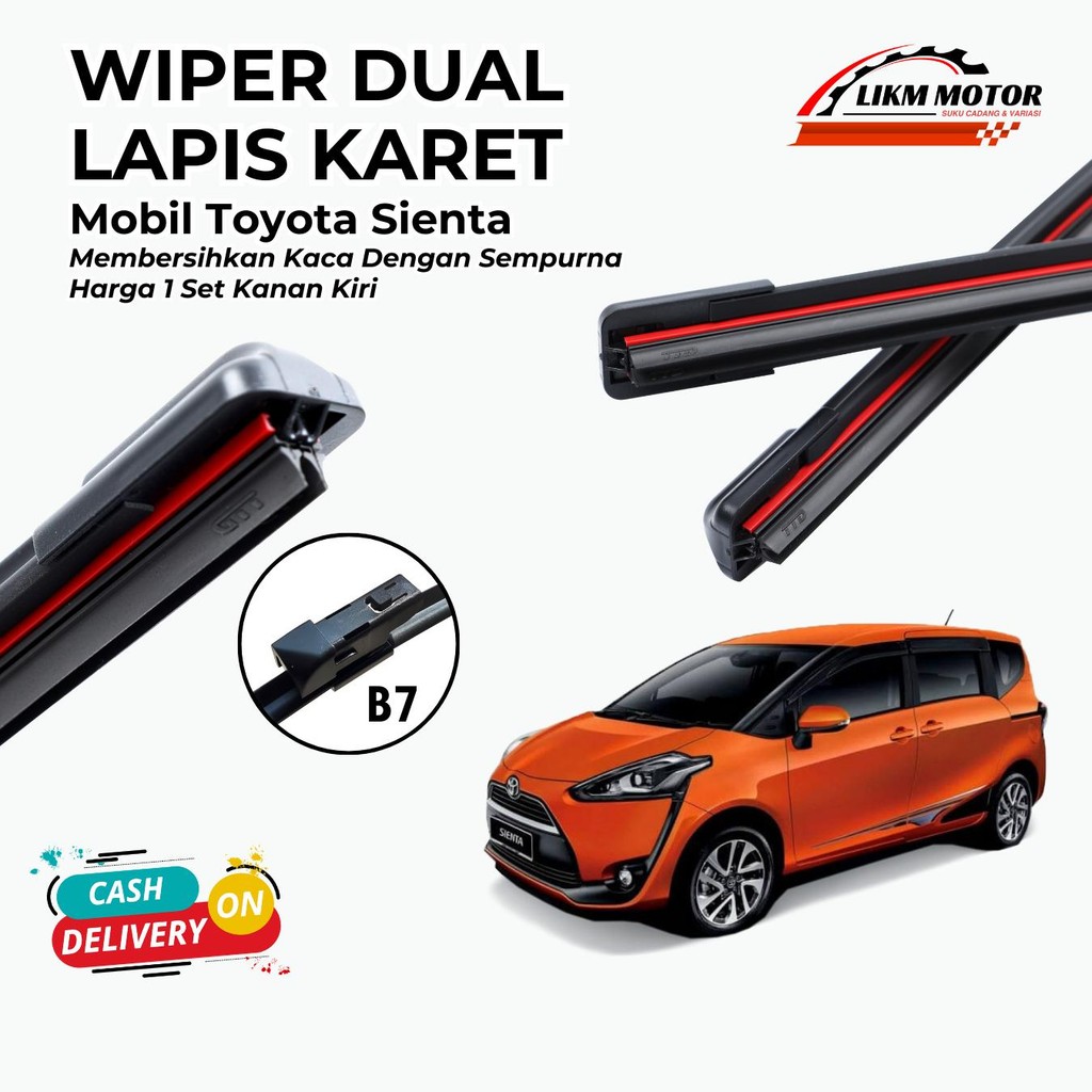 Jual Wiper Dual 2 Karet Toyota Sienta Frameless Model Karet Double ...