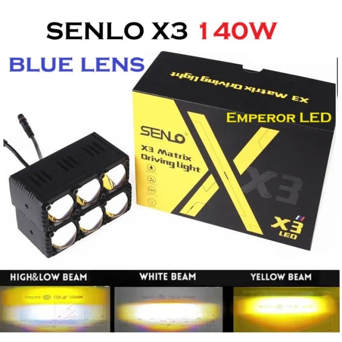 Jual SENLO X3 PLUS 150W blue lens Lampu Tembak Mini laser Projie 3 mata ...