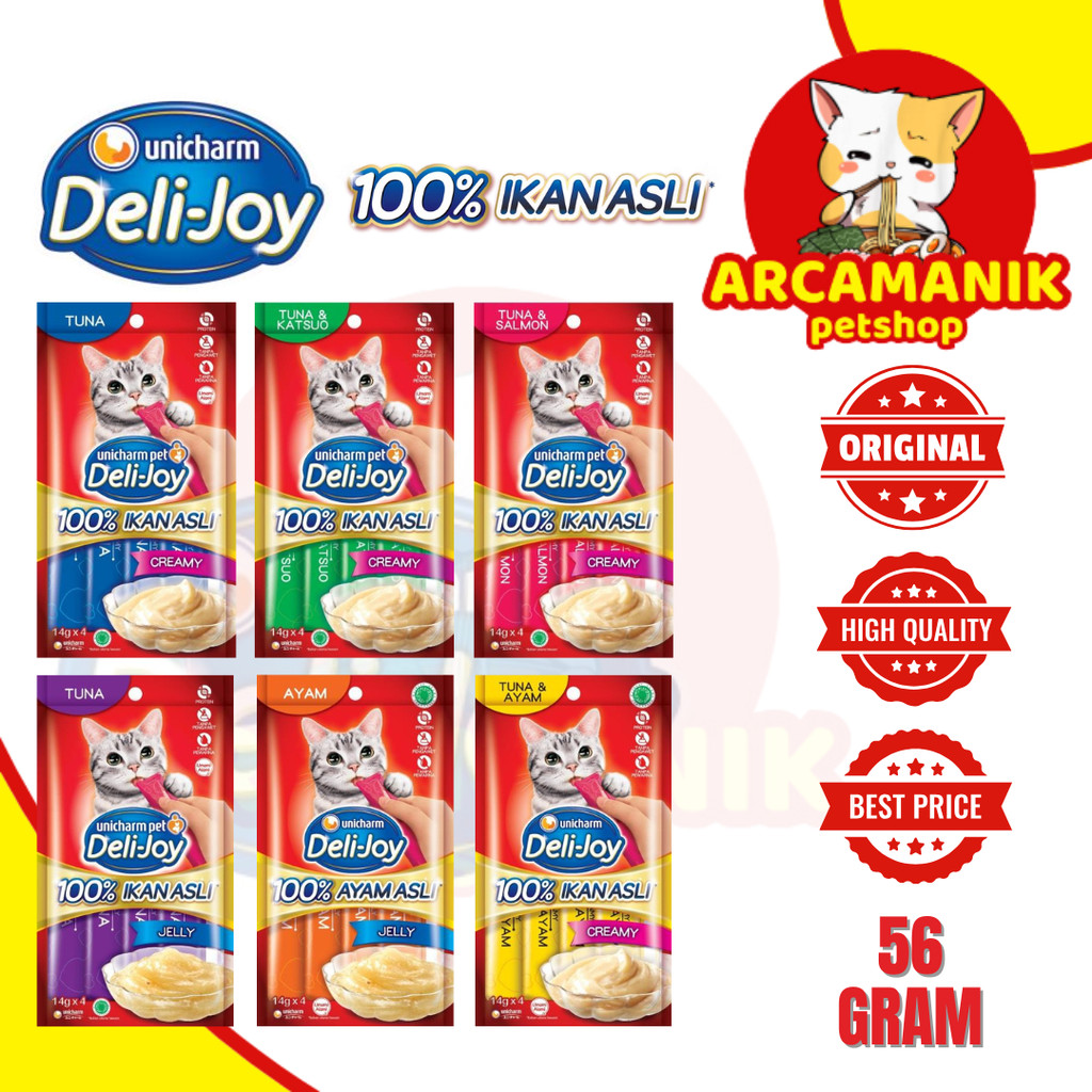 Jual Unicharm Deli-Joy Creamy Cat Snack Cemilan untuk Kucing (14gr x 4 ...