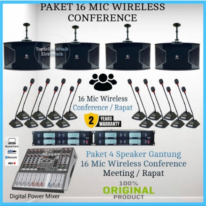 Jual Grosir Paket Sound Conference Mic Meja Wireless 16 Mic Plus Sound ...
