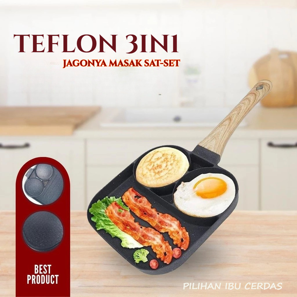 Jual Teflon Egg Pan 3in1 ANTI LENGKET Panci Grill Steak Daging Telur ...