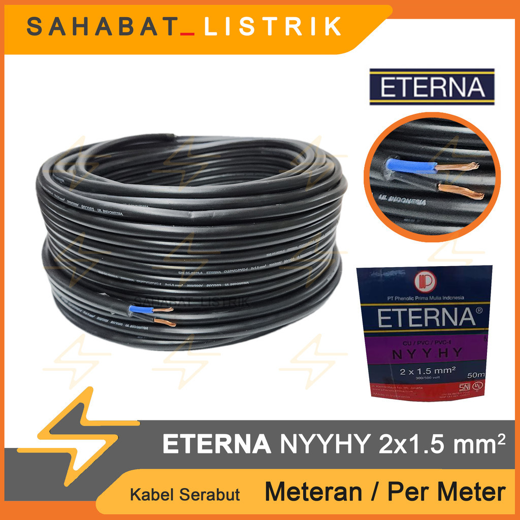 Jual KABEL LISTRIK SERABUT ETERNA NYYHY 2x1.5 2x1,5 METERAN Hitam | Shopee Indonesia