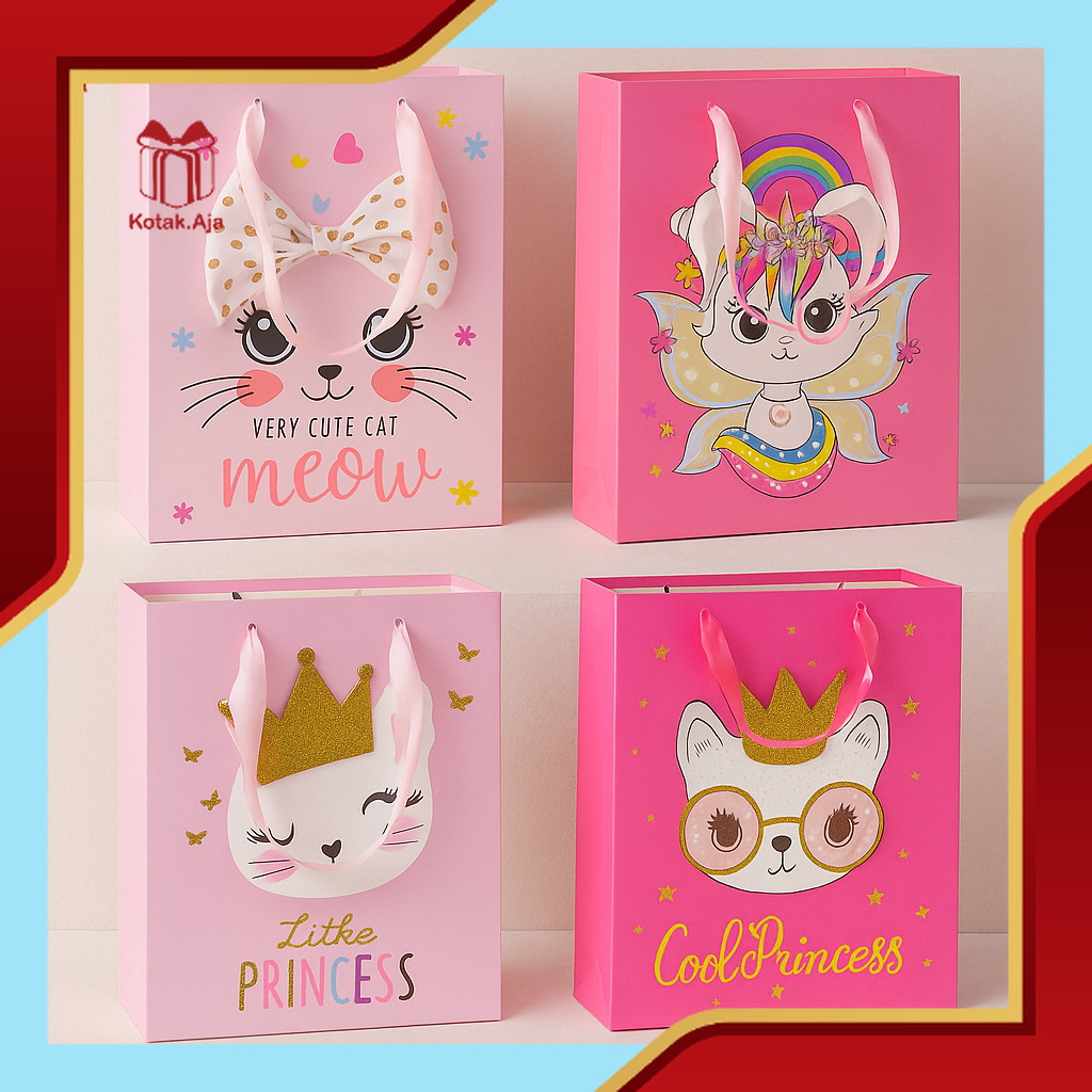 Jual Paper Bag Ulang Tahun Anak / Paper Bag Ultah Anak Karakter Kucing ...