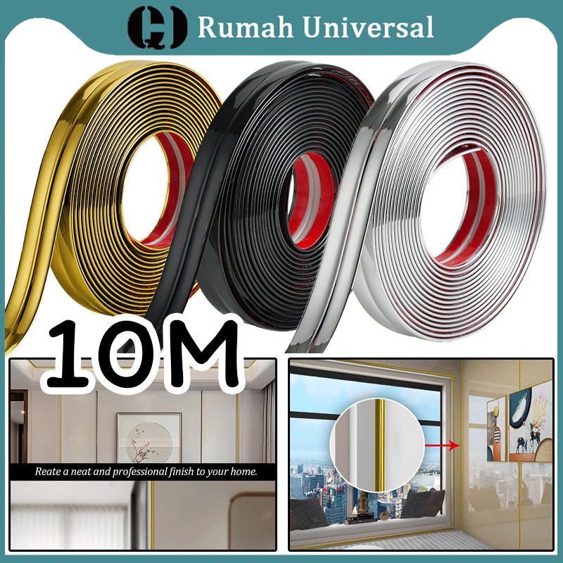 Jual 10M List Plat Strip Mirror Gold PVC Lis Siku List Sudut Border ...