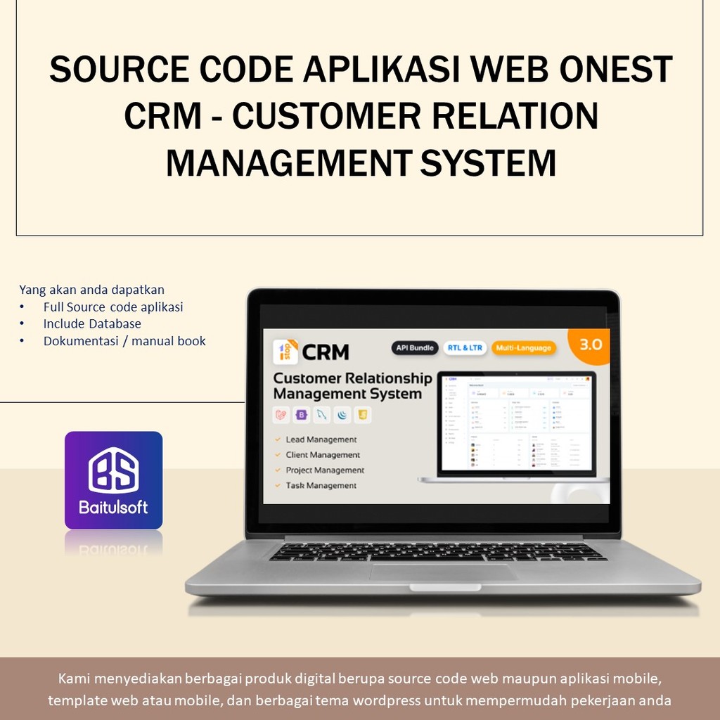 Jual SOURCE CODE APLIKASI WEB ONEST CRM - CUSTOMER RELATION MANAGEMENT SYSTEM | Shopee Indonesia